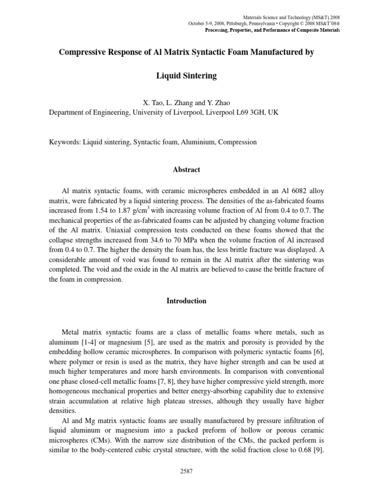 2008 MST Al Syntactic Foams | PDF | Deformation (Engineering) | Stress ...