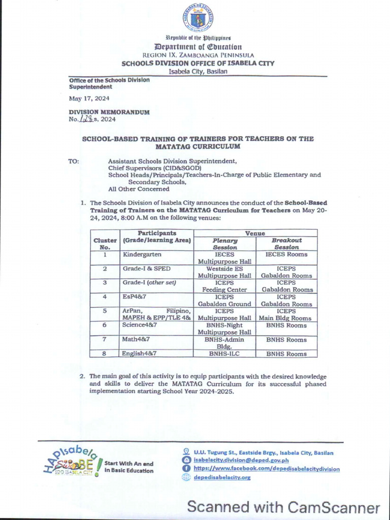 Matatag Training Memo | PDF