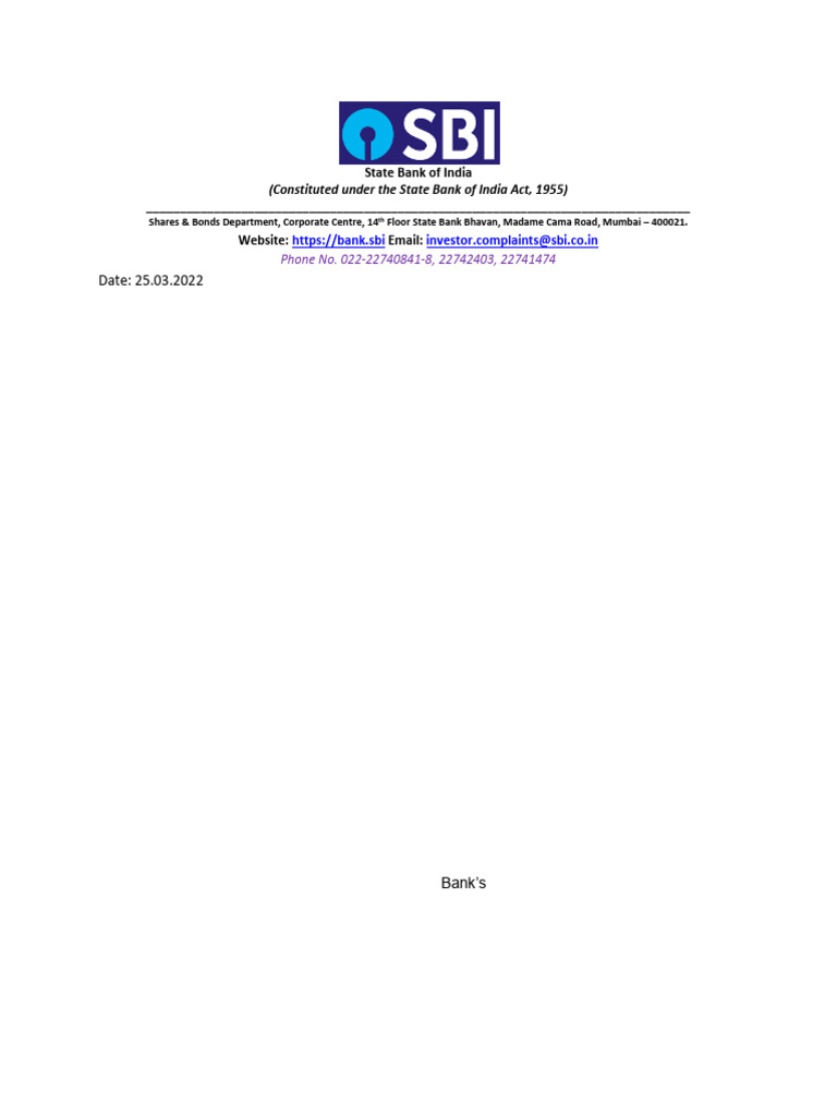 05042022_draft of intimation | PDF | Banks | Corporations