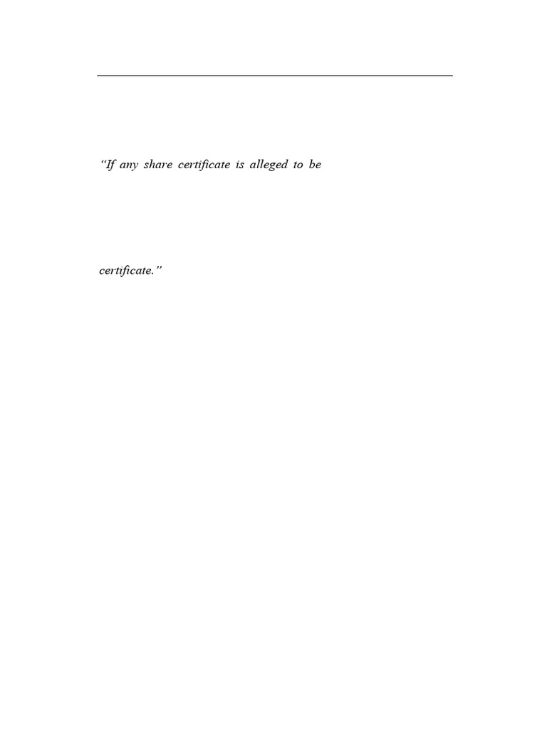 Duplicate Share Certificate SOP | PDF