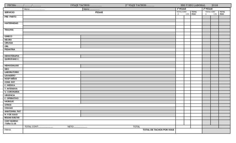 Planilla Pesaje | PDF