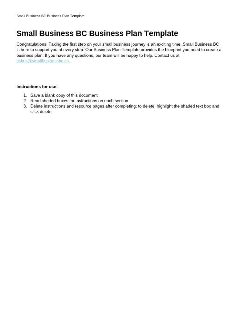 SBBC Business Plan Template 2024 Updated | PDF | Marketing | Swot Analysis