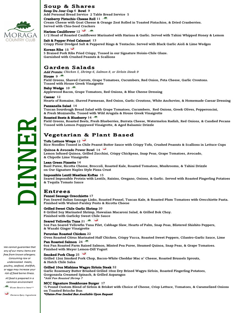Spring DINNER Menu 2024 (Malina-Copy) | PDF | Italian Cuisine | Salad