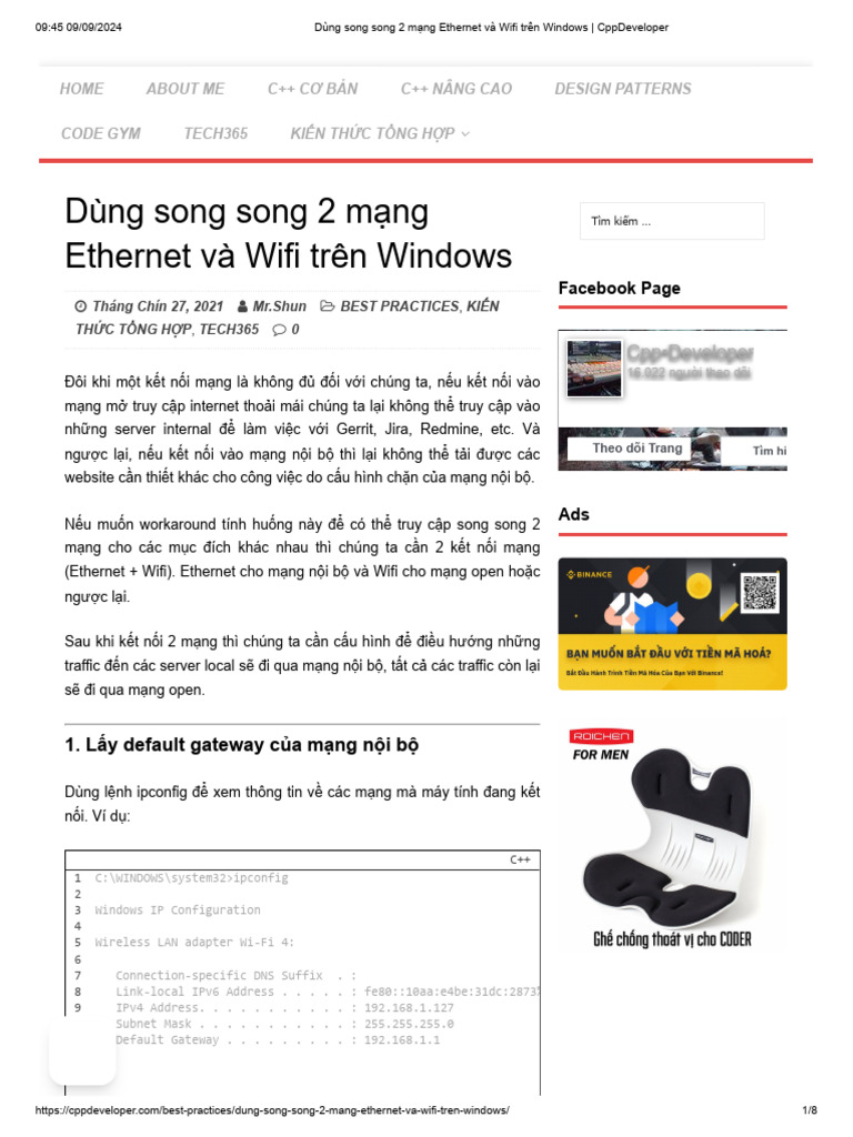 Dùng Song Song 2 M NG Ethernet Và Wifi | PDF