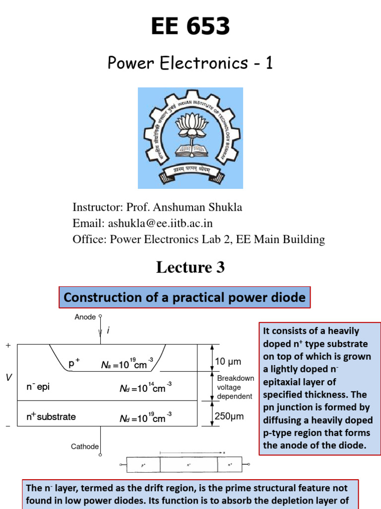 EE 653 Power Electronics 1 Lecture 3 | PDF | P–N Junction | Diode