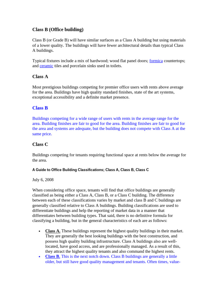 Class B Office Building Collected Data | PDF | Lease | Leasehold Estate