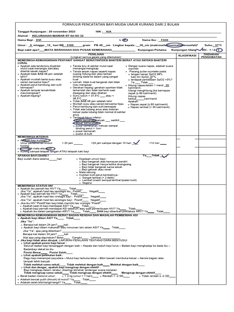 FINAL FORMULIR PENCATATAN BAYI MUDA Edit SHK-1 | PDF