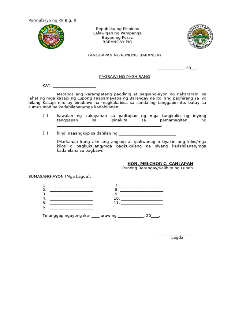 KP Form 6 | PDF