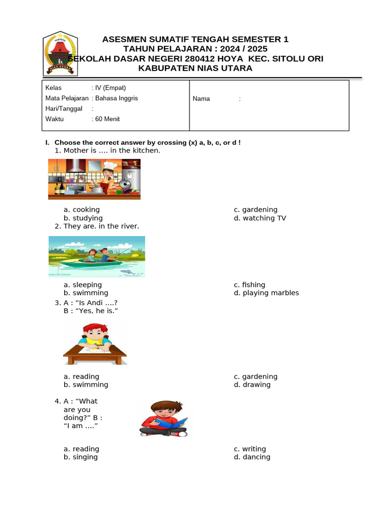 Soal PTS - STS Bahasa Inggris Kelas 4 Semester 1 Kurikulum Merdeka T.A 2023-2024 | PDF | Room | Home