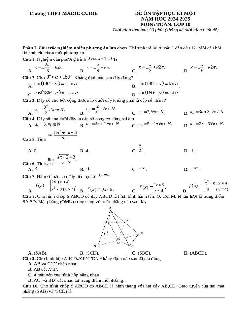 ĐỀ-ÔN_TOÁN-11_HK1-2024-2025_Gv-Huu-Trình (1) | PDF