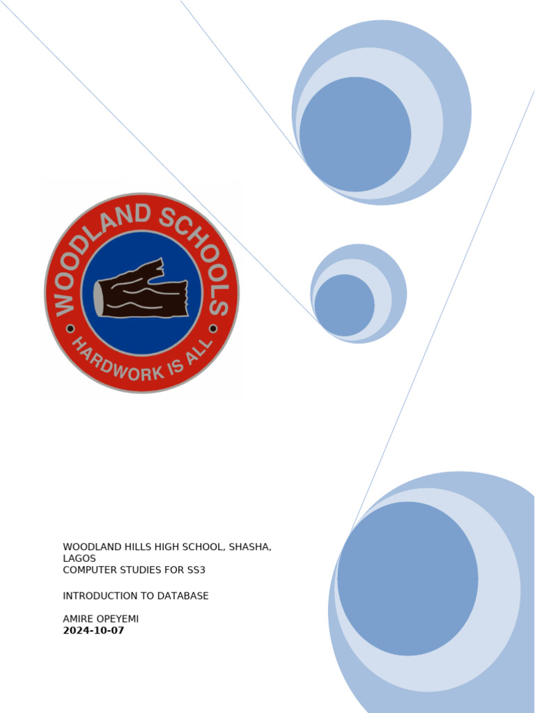 Ss3 Computer Note (Week 3) Introduction to Database | PDF | Databases | Sql Ss3 Computer Note (Week 3) Introduction to Database | PDF | Databases | Sql