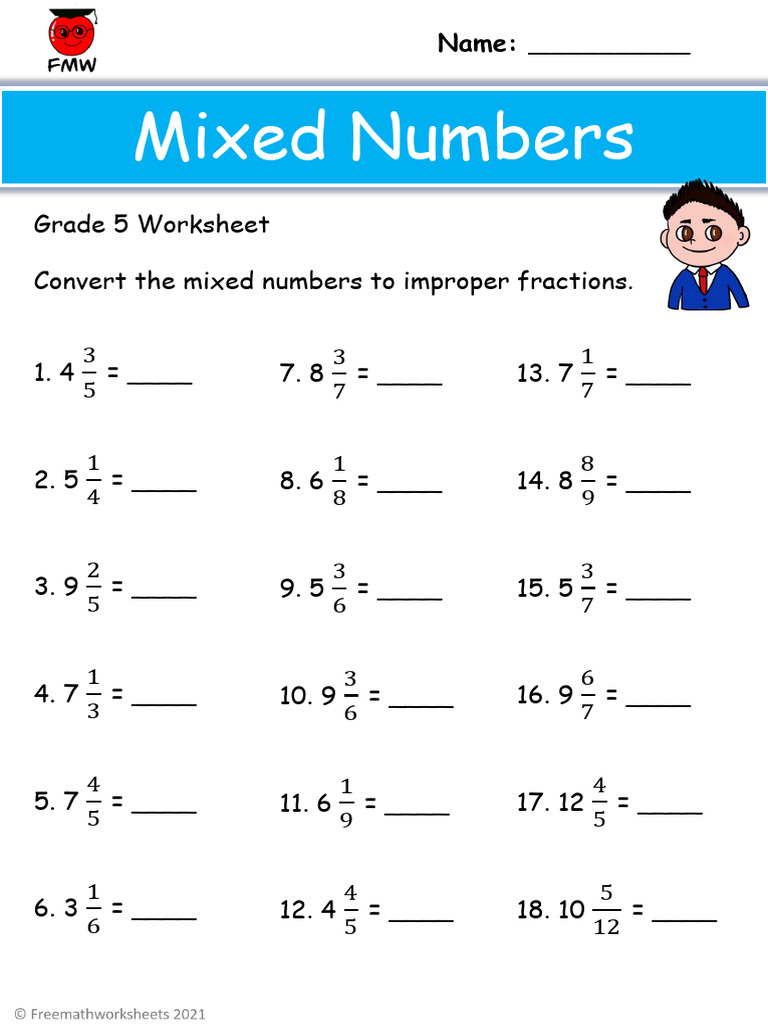 Grade-5-Mixed-Numbers-Worksheet-1 | PDF
