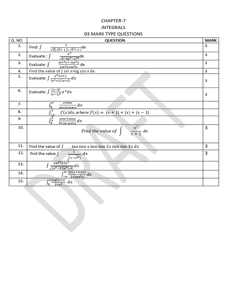 3 MARK TYPE(INTEGRALS) | PDF | Mathematical Objects | Equations