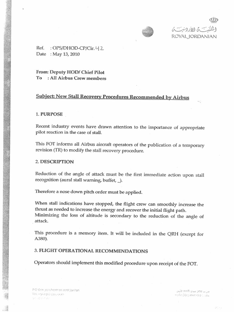 729 New Stall Recovery Procedures Recommended by Airbus | PDF