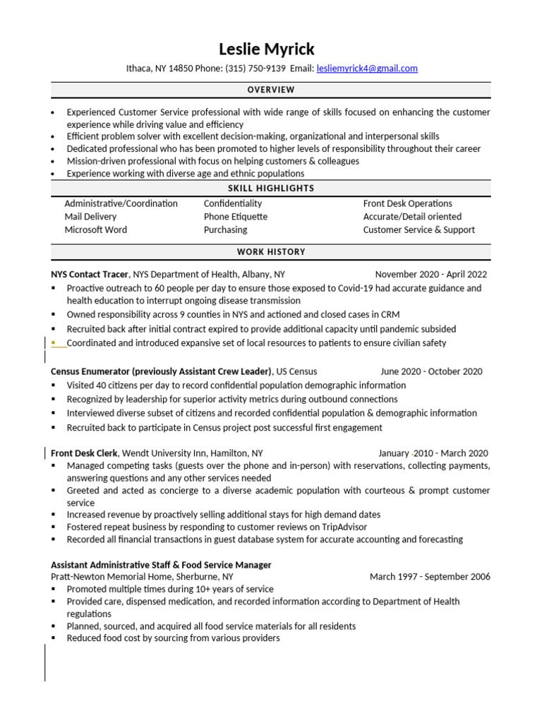 Leslie Myrick Resume 2023 | PDF | Census