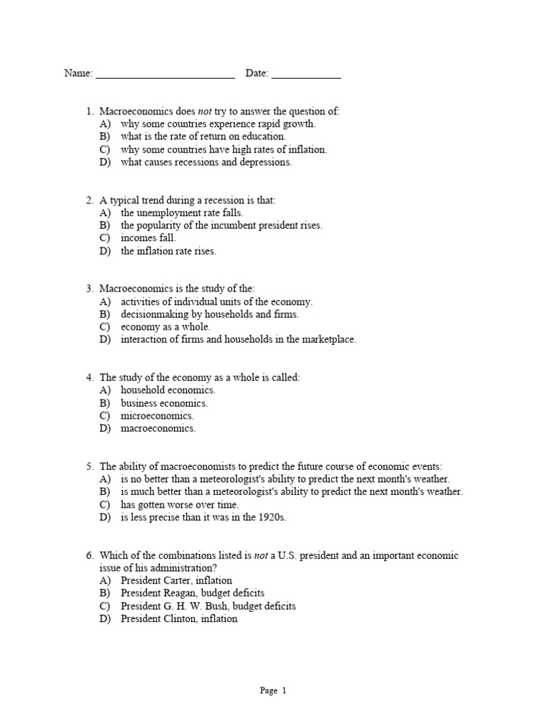 Chapter 1 | PDF | Macroeconomics | Recession