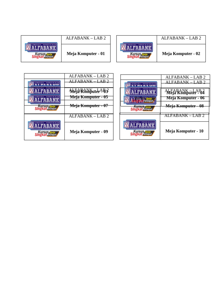 Label meja 2 | PDF