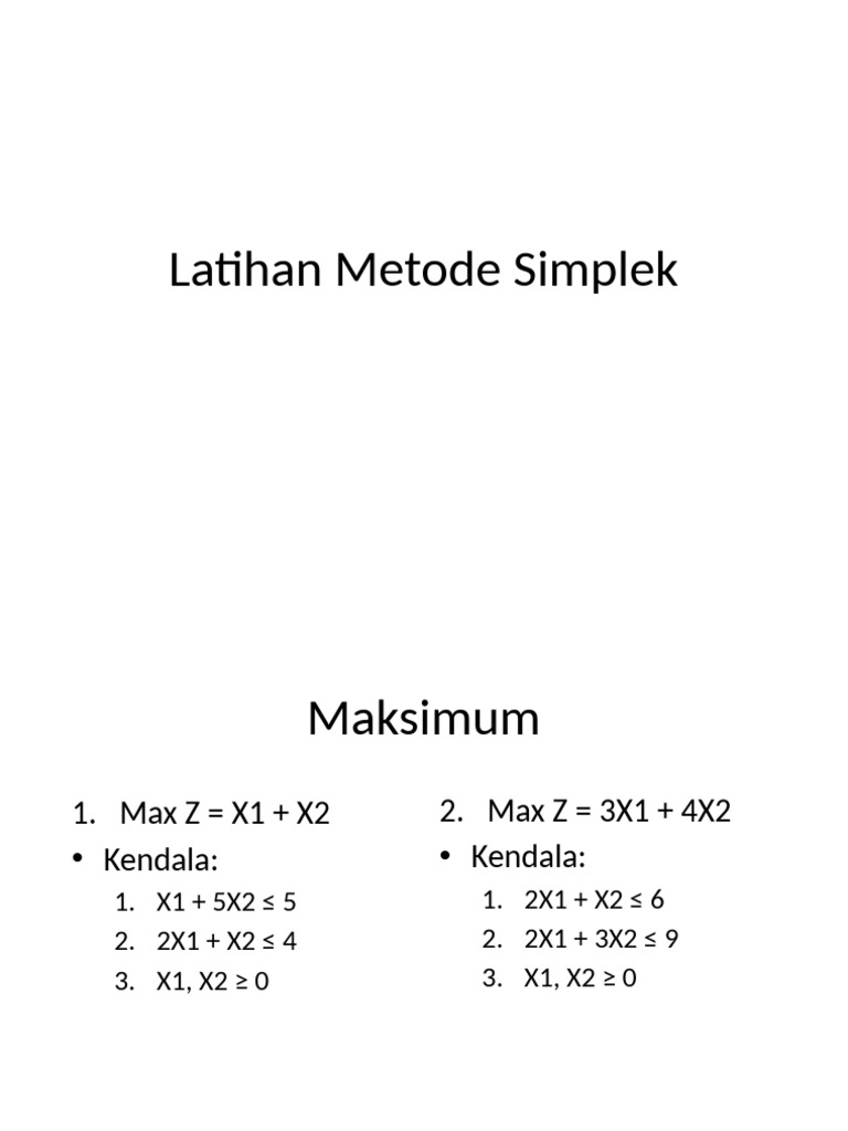 Latihan Metode Simplek | PDF