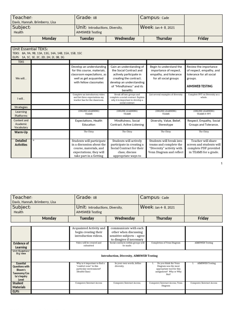 2021WeekOneLP.health | PDF | Educational Technology | Behavior Modification