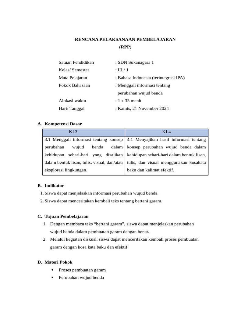 RPP IPA KELAS 3_TEMA 3 SUBTEMA 4_PEMB 2_Rina Sri M | PDF