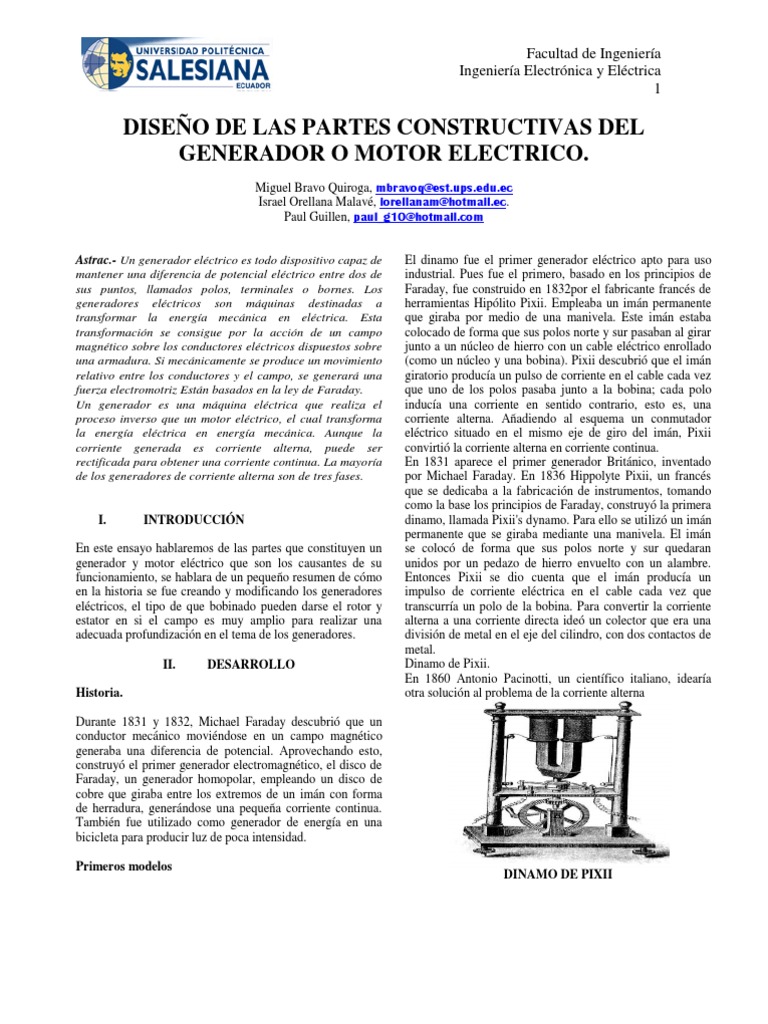 Diseño de Las Partes Constructivas Del Generador o Motor Electrico ...