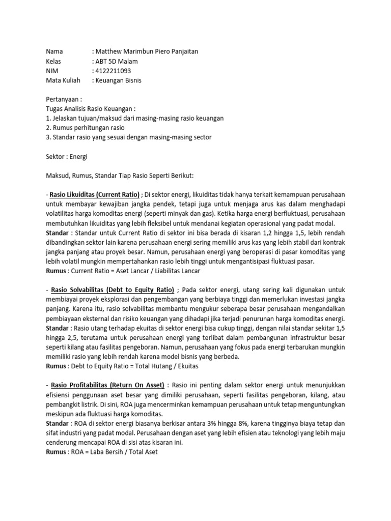 Contoh Analisis Rasio Keuangan | PDF