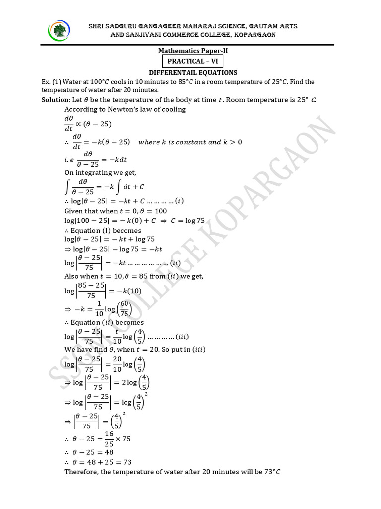 26_Differntial Equation (1) | PDF | Isotope | Radioactive Decay
