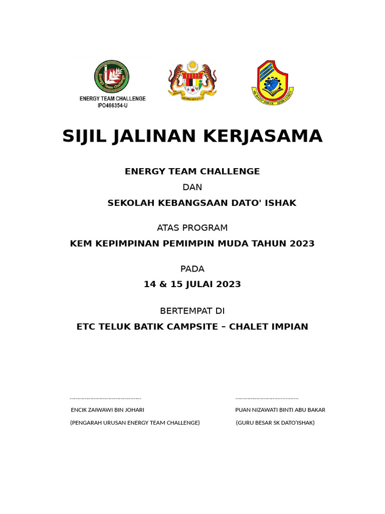 Sijil Jalinan Kerjasama | PDF