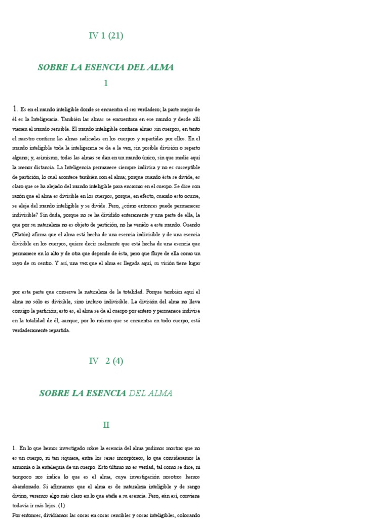 Plotino - Eneada 4 | PDF | Esencia | Alma