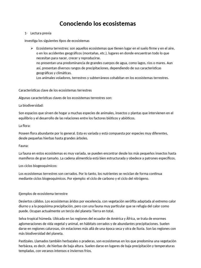 Conociendo los ecosistemas | PDF | Ecosistema | Pradera