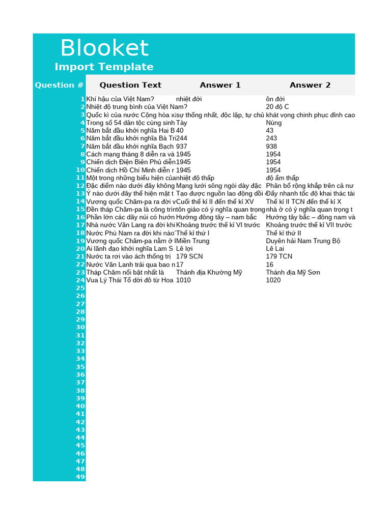 Blooket Spreadsheet Import Template-CRBqcEp3 | PDF