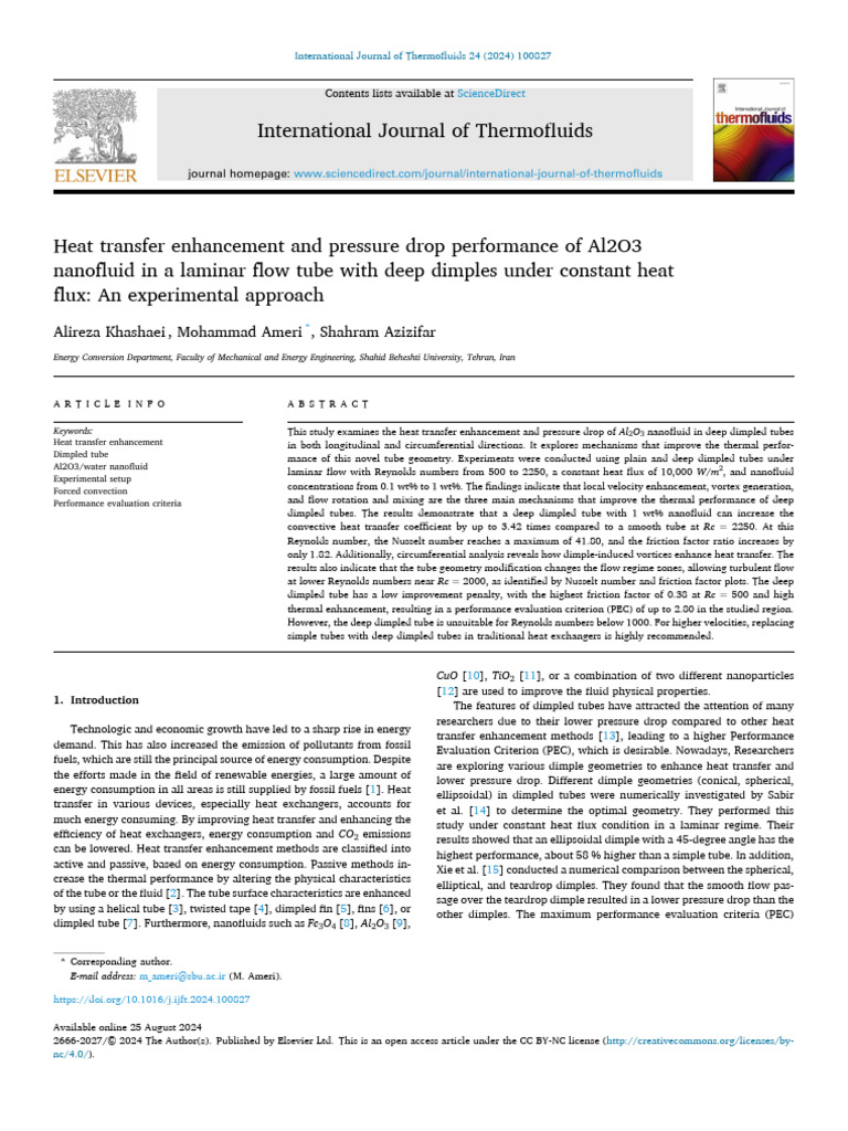 Heat Transfer Enhancement and Pressure Drop Performance of 2024 ...