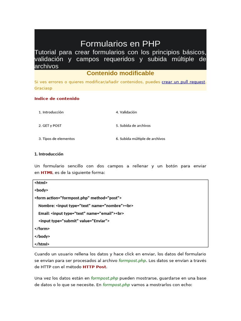 Tutorial de Formularios en PHP | PDF | Redes | Internet y web