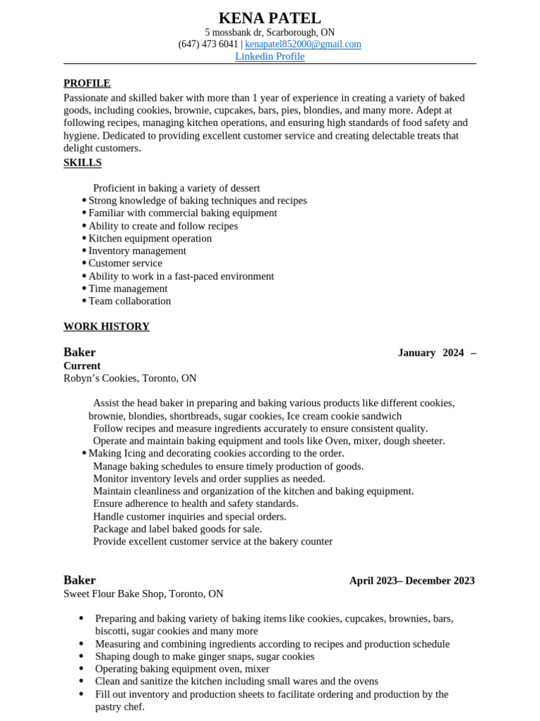 Baker, Kena Patel (1) | PDF | Baking | Cupcake