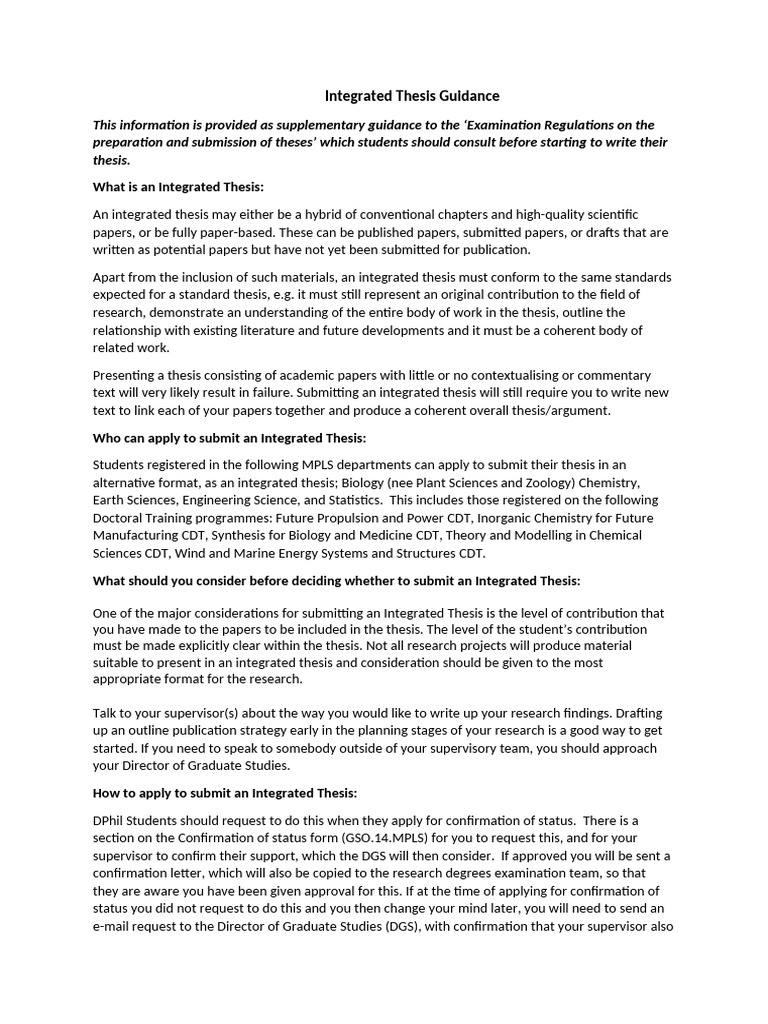 Integrated Thesis Guidance | PDF | Thesis | Intellectual Property