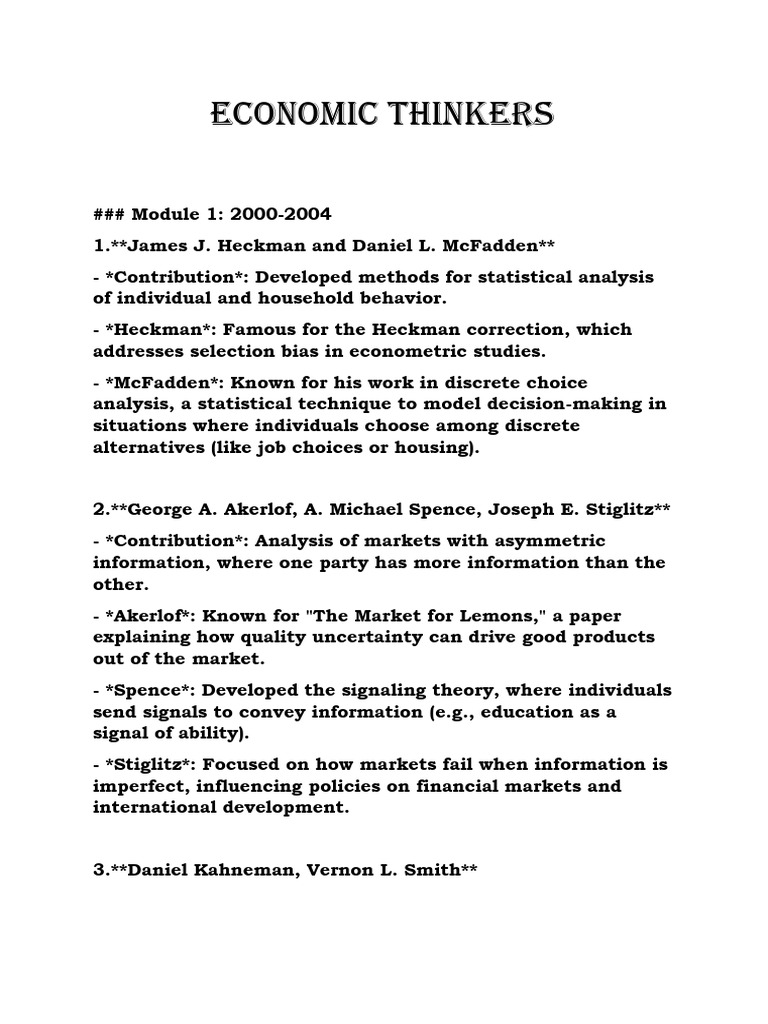 ECONOMIC THINKERS | PDF | Economics | Market (Economics)