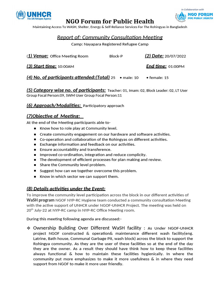 CCM Report On 20.07.2022 | PDF | Wash