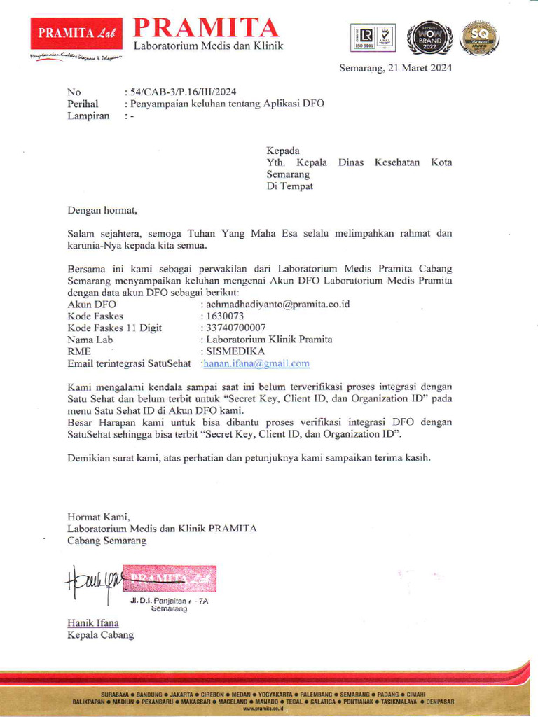 Surat Keluhan Dfo | PDF