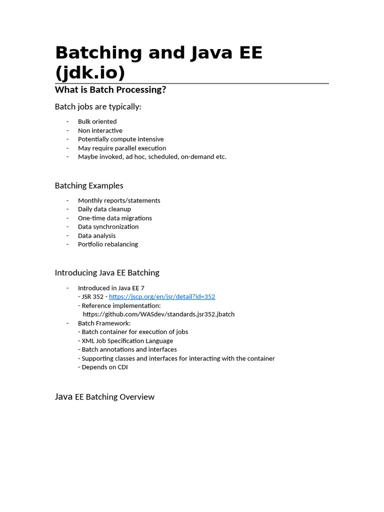 Batching and Java EE | PDF