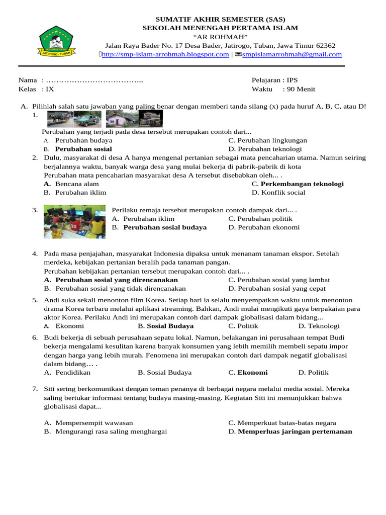 Soal Sas Ips Kelas 9 | PDF