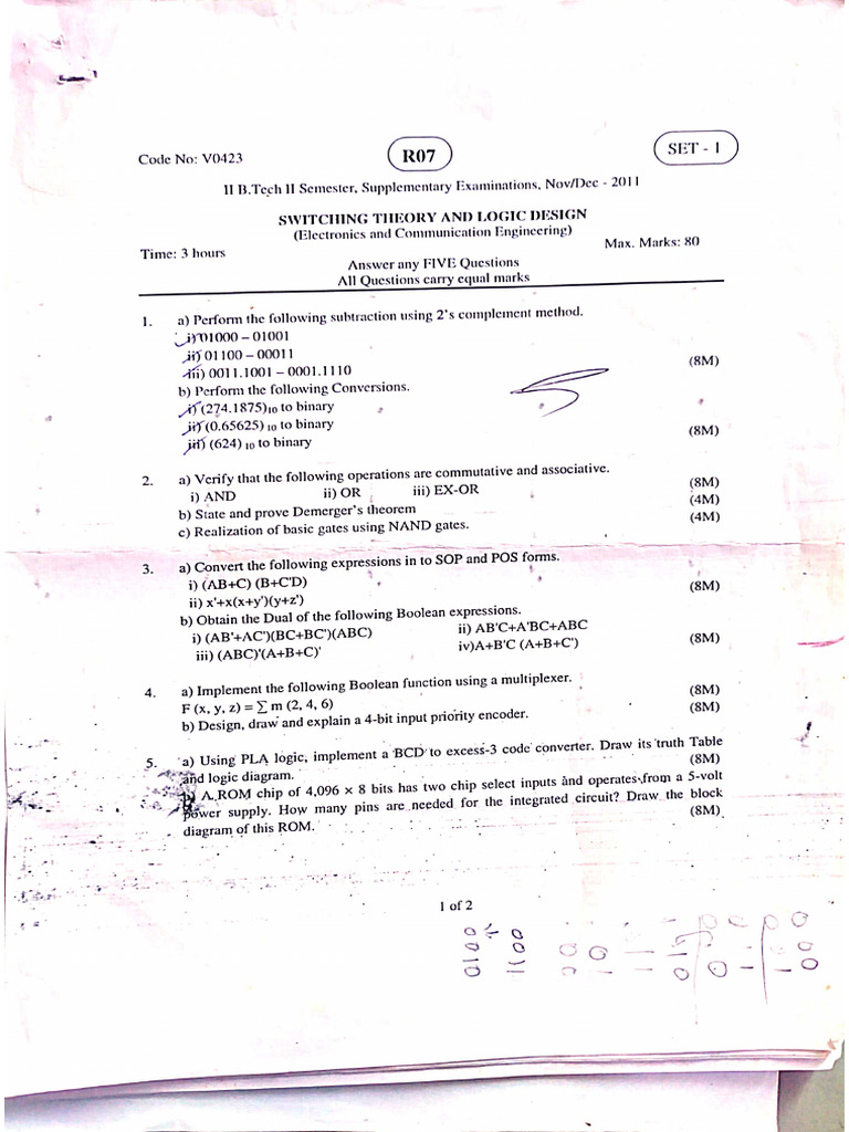 STLD - Previous Year Question Papers | PDF