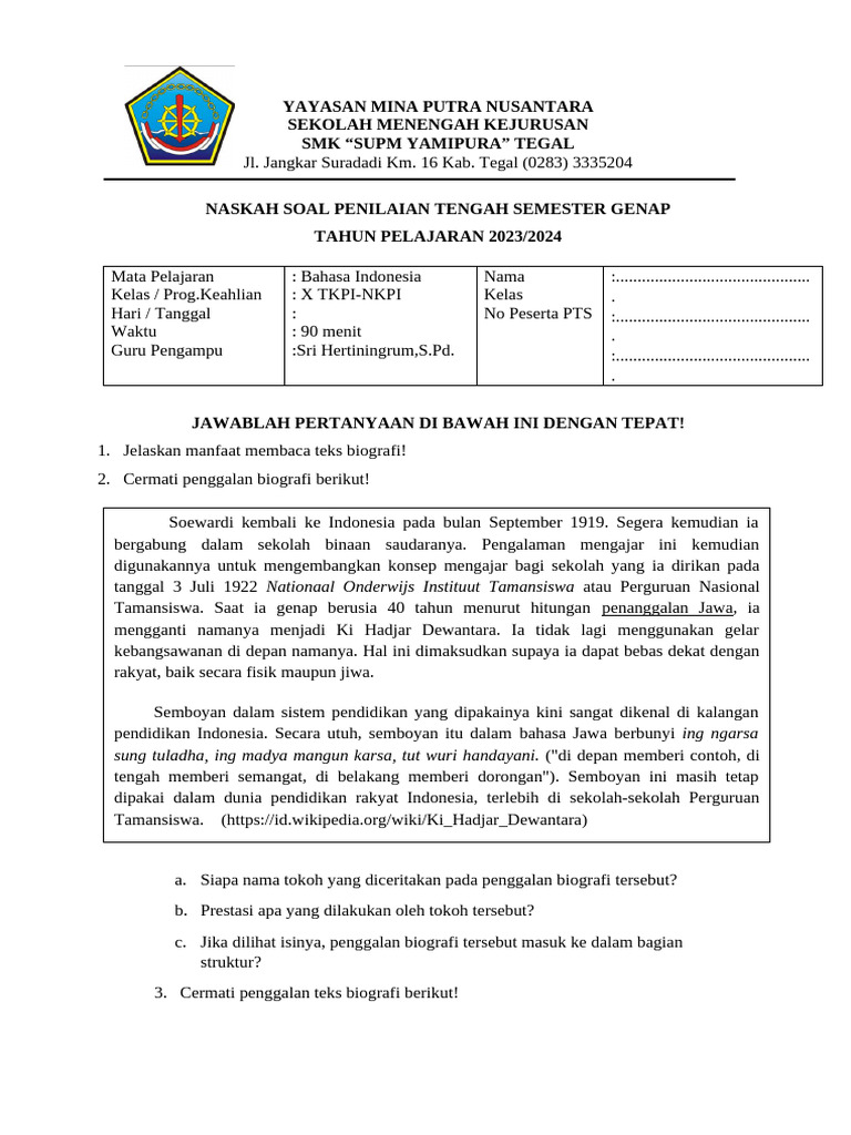 PTS BINDO kelas 10 smt 2 24 | PDF