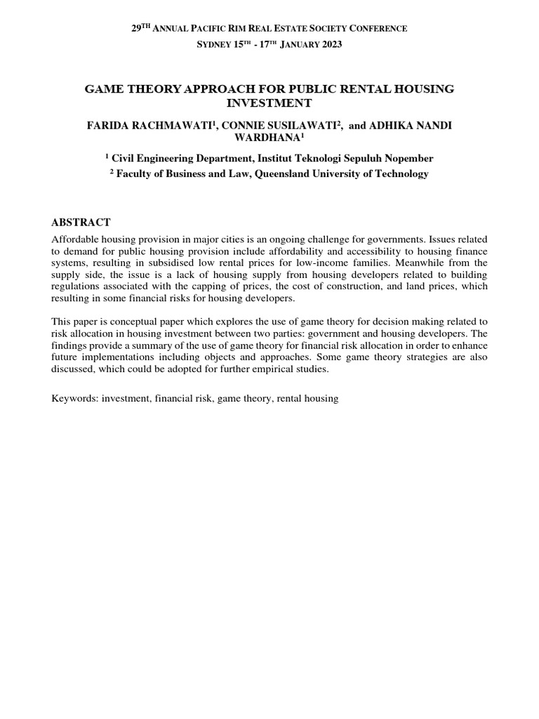 Game-theory-approach-for-public-rental-housing-investment | PDF | Public Housing | Subsidy