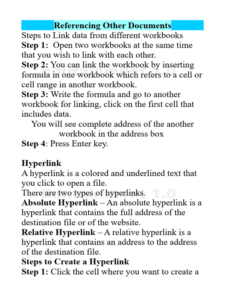 Referencing Other Documents Step 1: Step 2 | PDF