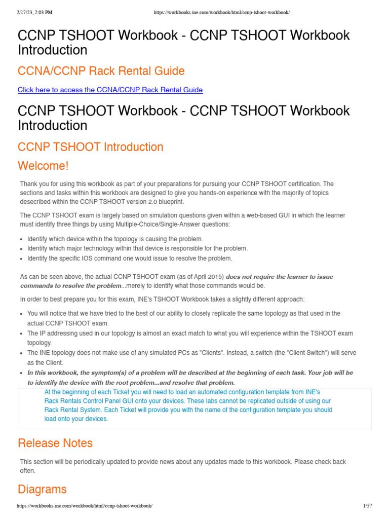 CCNP TSHOOT Workbook | PDF | Internet Protocols | Internet Architecture