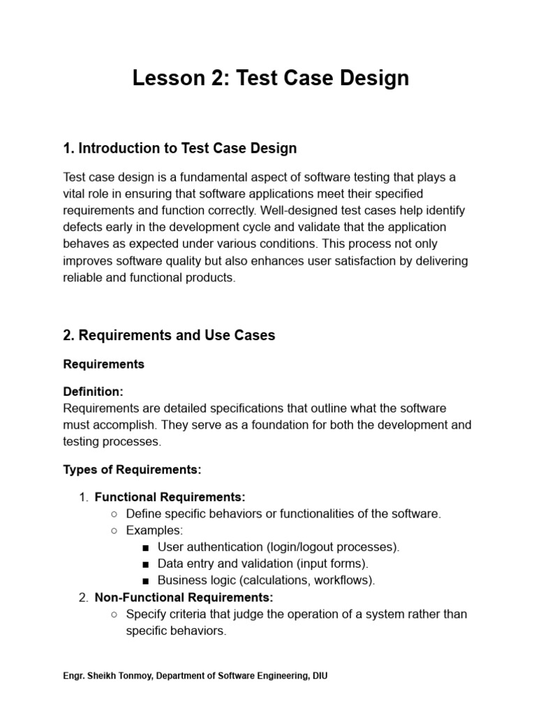 Lesson 2_ Test Case Design | PDF | Software Testing | Information ...