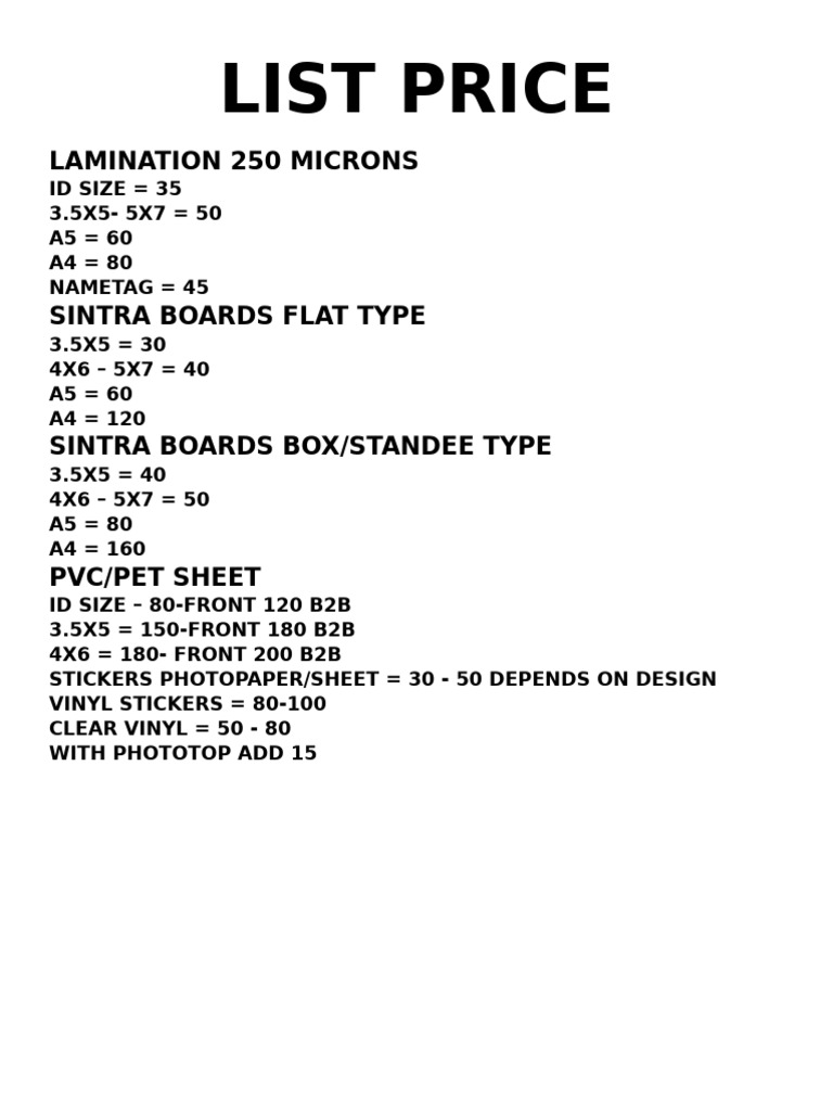 List Price | PDF