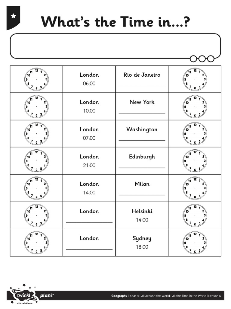 Meeting 4 - Activity Sheet Time Zones | PDF
