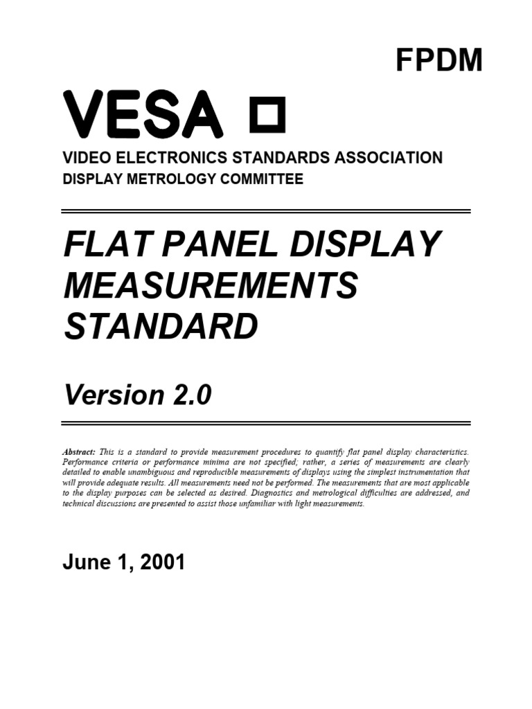 Vesa Fpdm2.0标准 | PDF | Contrast (Vision) | Optics