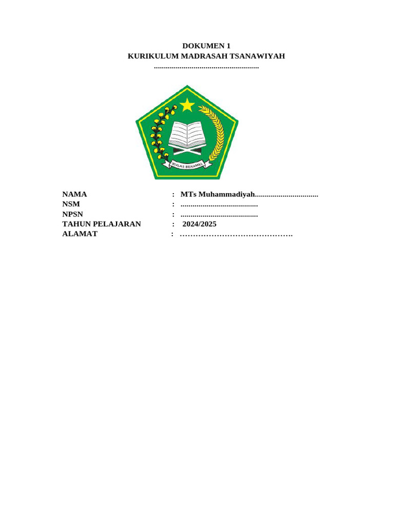 Kurikulum MTs 2024/2025 Tuban | PDF